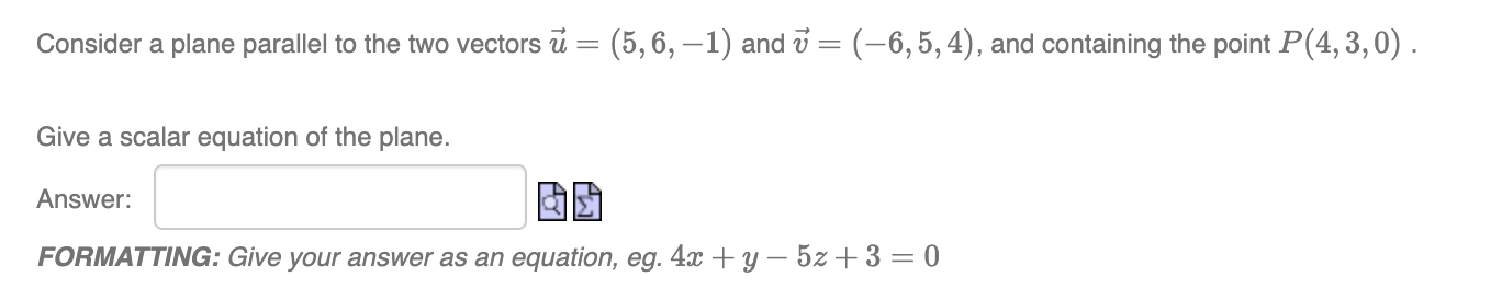 Solved Consider a plane parallel to the two vectors | Chegg.com