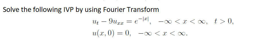 Solved Solve the following IVP by using Fourier Transform | Chegg.com