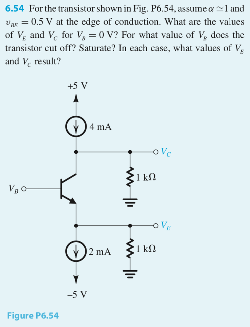 Solved 6.54 For the transistor shown in Fig. P6.54, assume a | Chegg.com