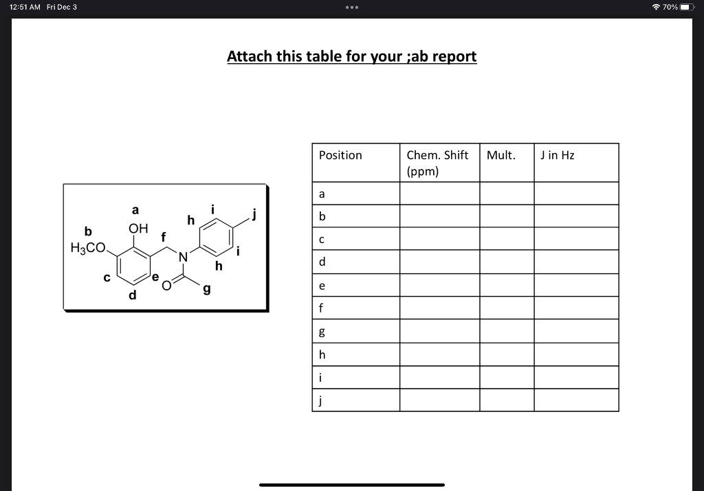 Solved 12:51 AM Fri Dec 3 70% Attach this table for your ;ab | Chegg.com