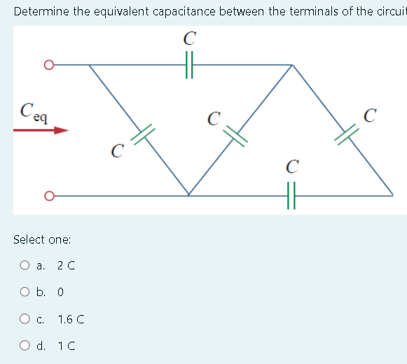 Solved Determine the equivalent capacitance between the | Chegg.com