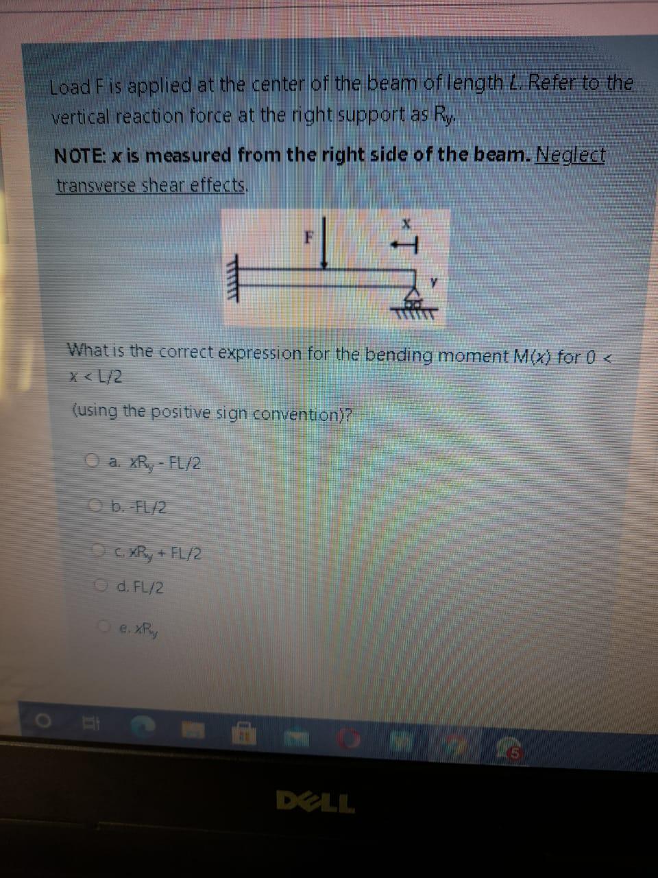 Solved Load Fis applied at the center of the beam of length | Chegg.com