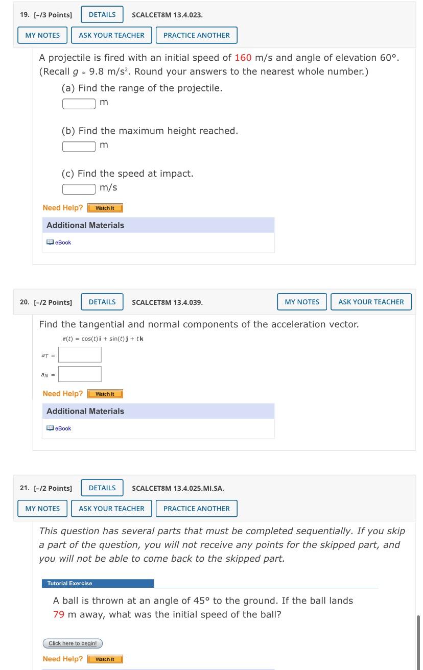 Solved 19. [-13 Points] DETAILS SCALCET8M 13.4.023. MY NOTES | Chegg.com