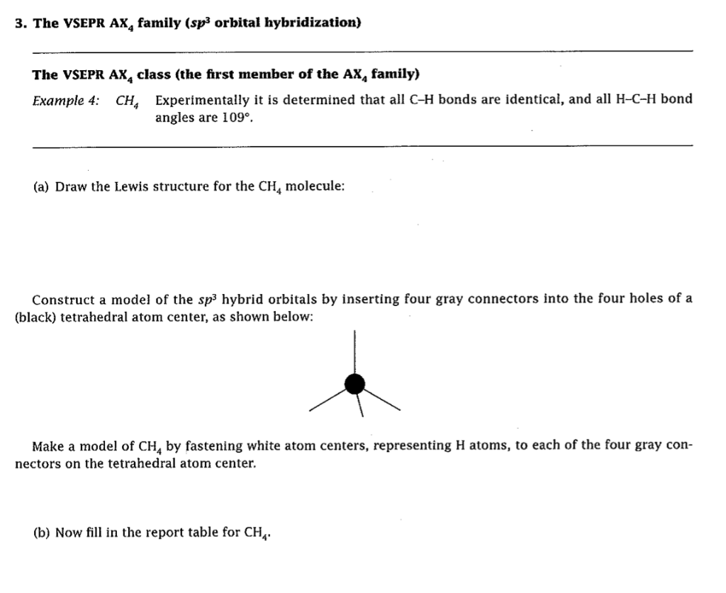 Solved 3. The VSEPR AX4 family (sp* orbital hybridization) | Chegg.com