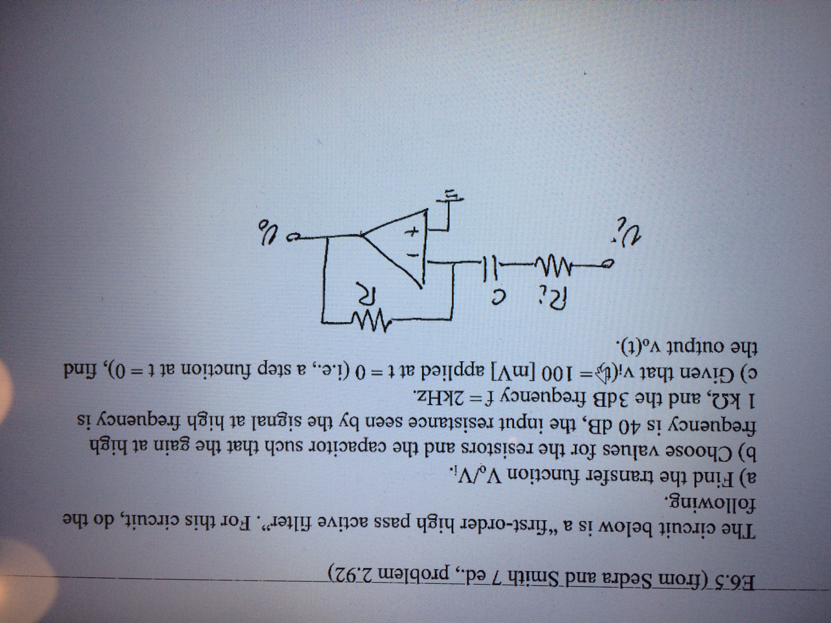 Solved E6.5 (from Sedra and Smith 7 ed., problem 2.92) The | Chegg.com