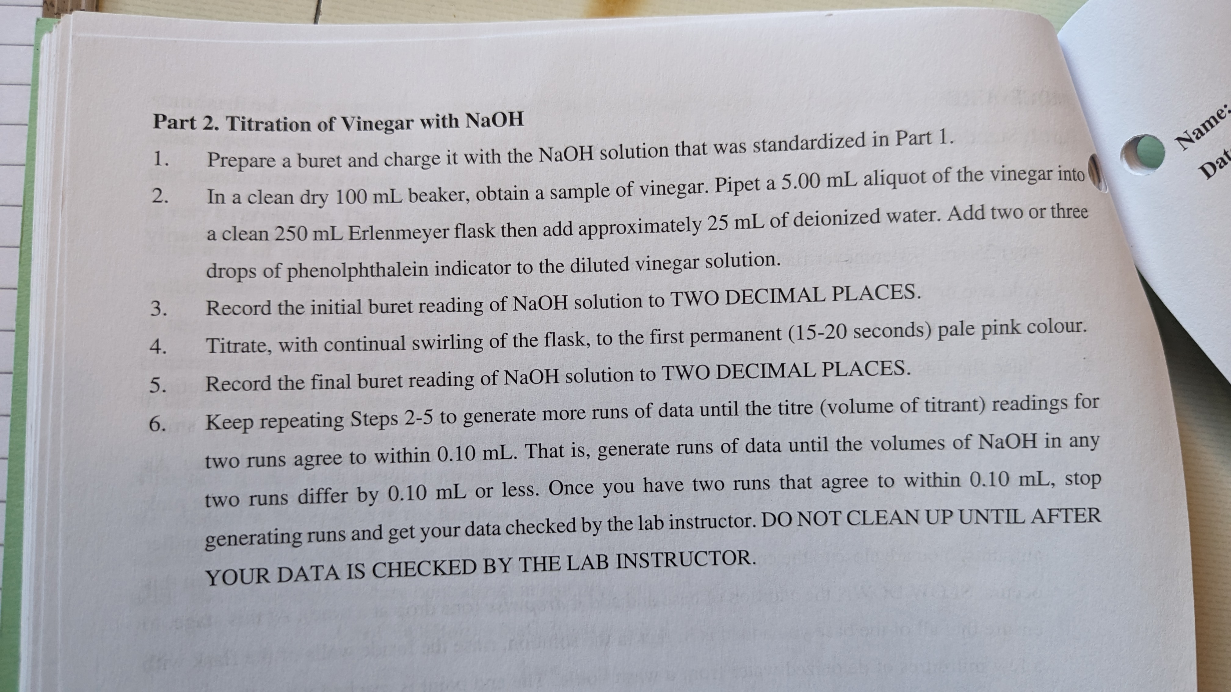 Solved nPROCEDUREPart 1. Standardization of the NaOH | Chegg.com