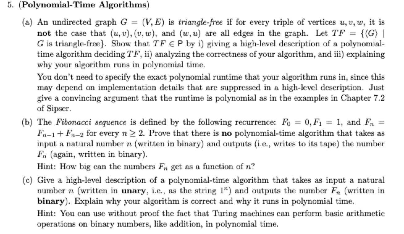 Solved (a) An undirected graph G=(V,E) is triangle-free if | Chegg.com