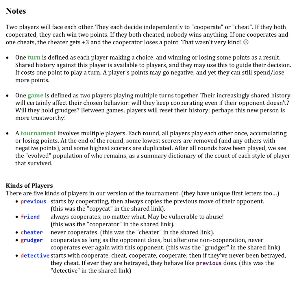 Notes Two players will face each other. They each | Chegg.com