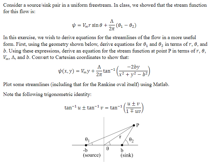 Solved Consider A Source Sink Pair In A Uniform Freestream