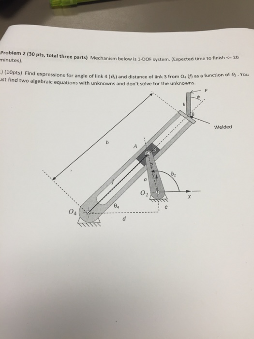 Solved Problem 2 (30 pts, total three parts) Mechanism below | Chegg.com