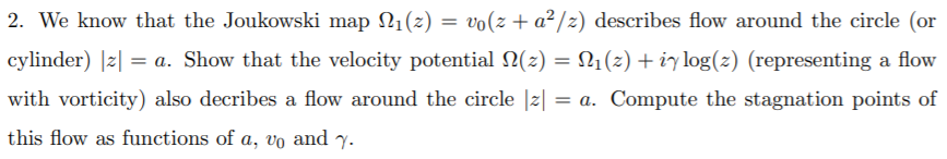 Solved 2. We know that the Joukowski map 11(2) = vo(z + | Chegg.com