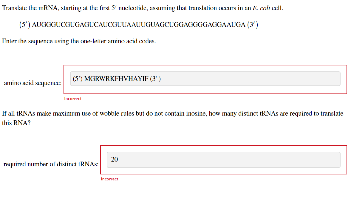 Solved Translate the mRNA, starting at the first 5′ | Chegg.com