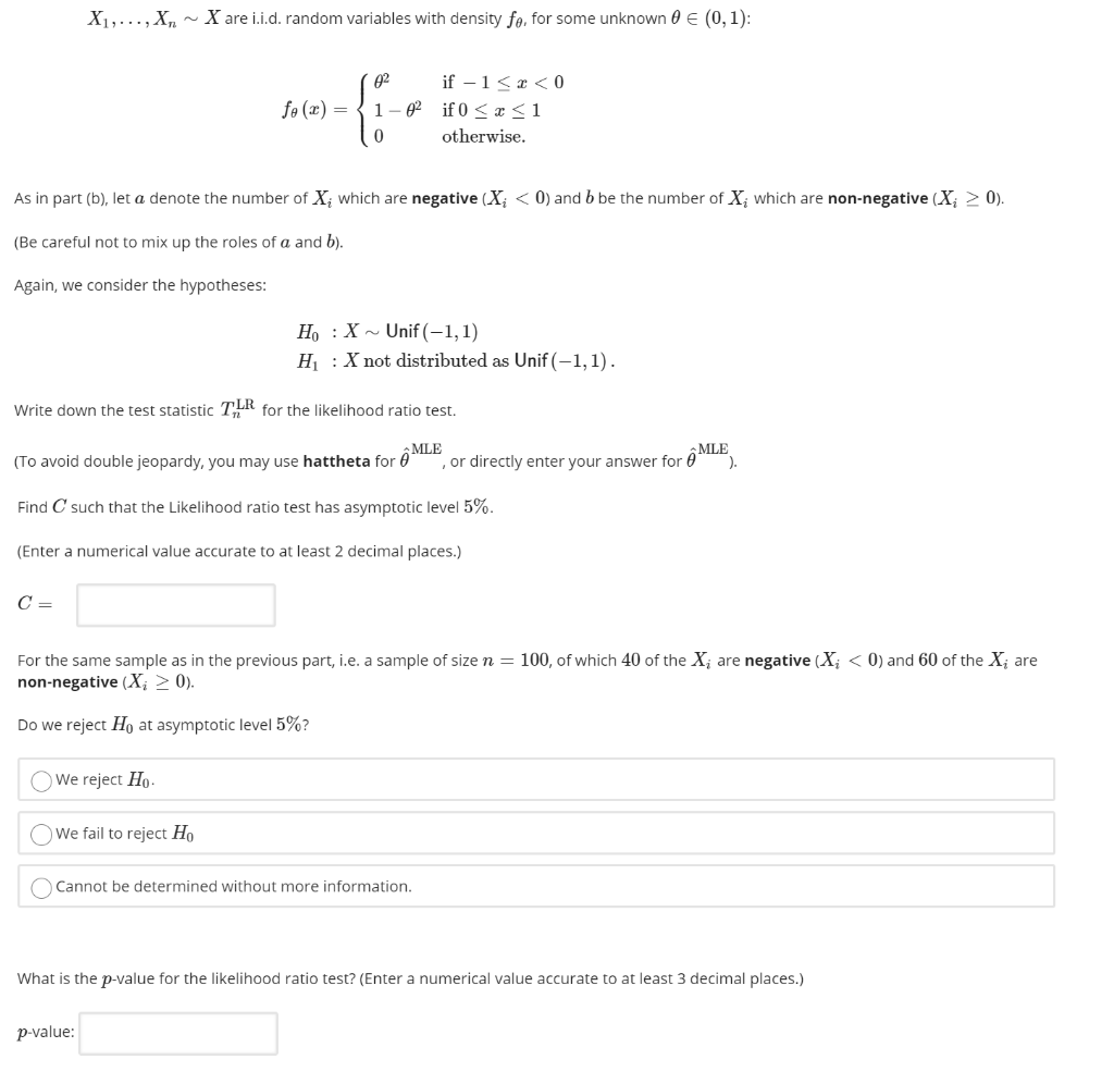 Solved X1,...,X, X are i.i.d. random variables with density | Chegg.com
