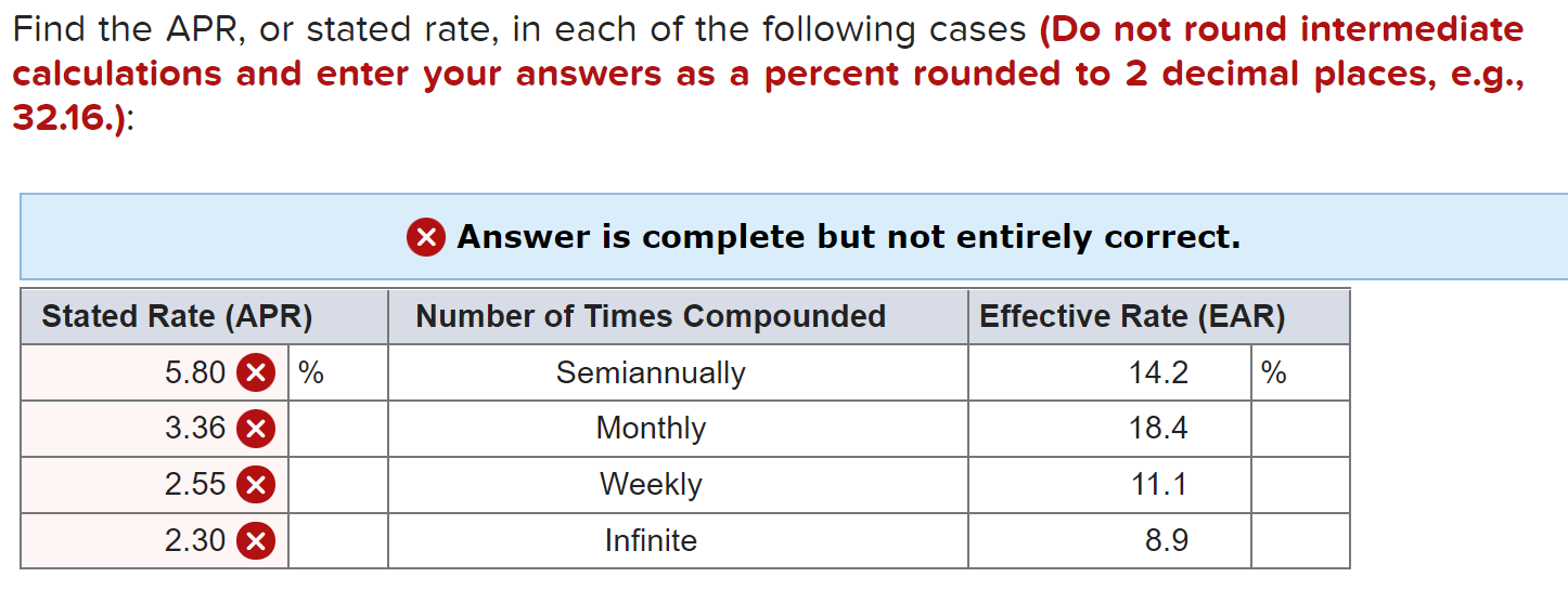 Solved Find the APR, or stated rate, in each of the | Chegg.com