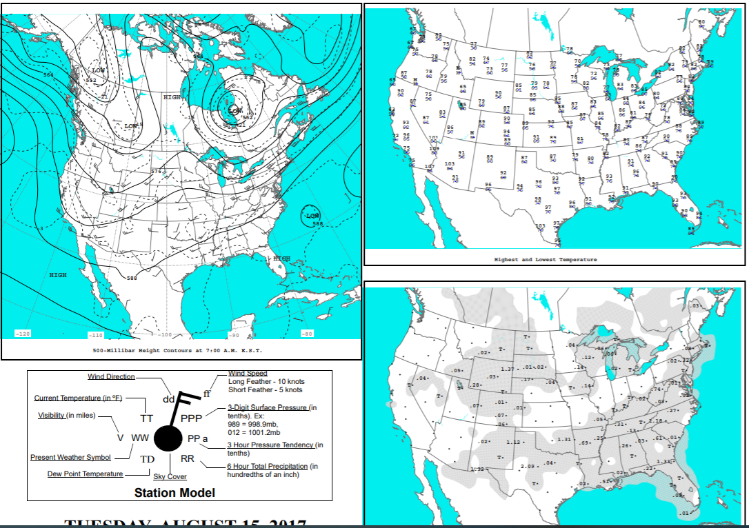 Solved NOAA Weather Maps: August 15, 2017 Look at the | Chegg.com