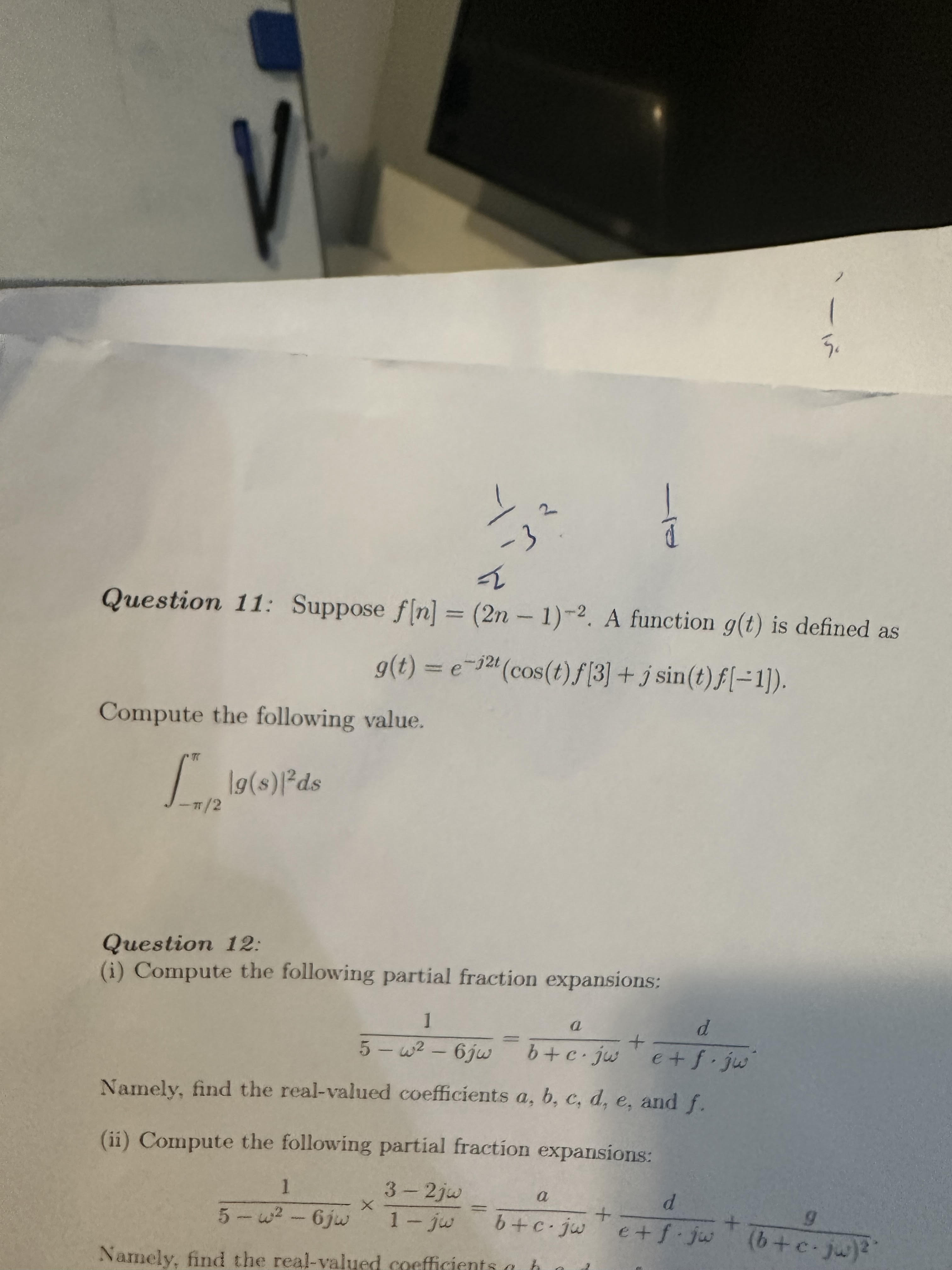 Solved Question 11: Suppose f[n]=(2n−1)−2. A function g(t) | Chegg.com