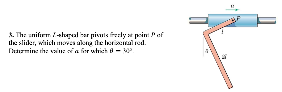Solved 3. The uniform L-shaped bar pivots freely at point P | Chegg.com