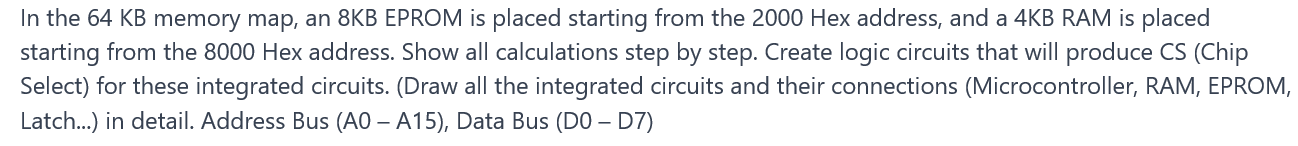 In the 64KB ﻿memory map, an 8KB EPROM is placed | Chegg.com