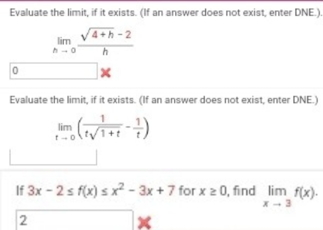 Solved Evaluate the limit, if it exists. (If an answer does | Chegg.com