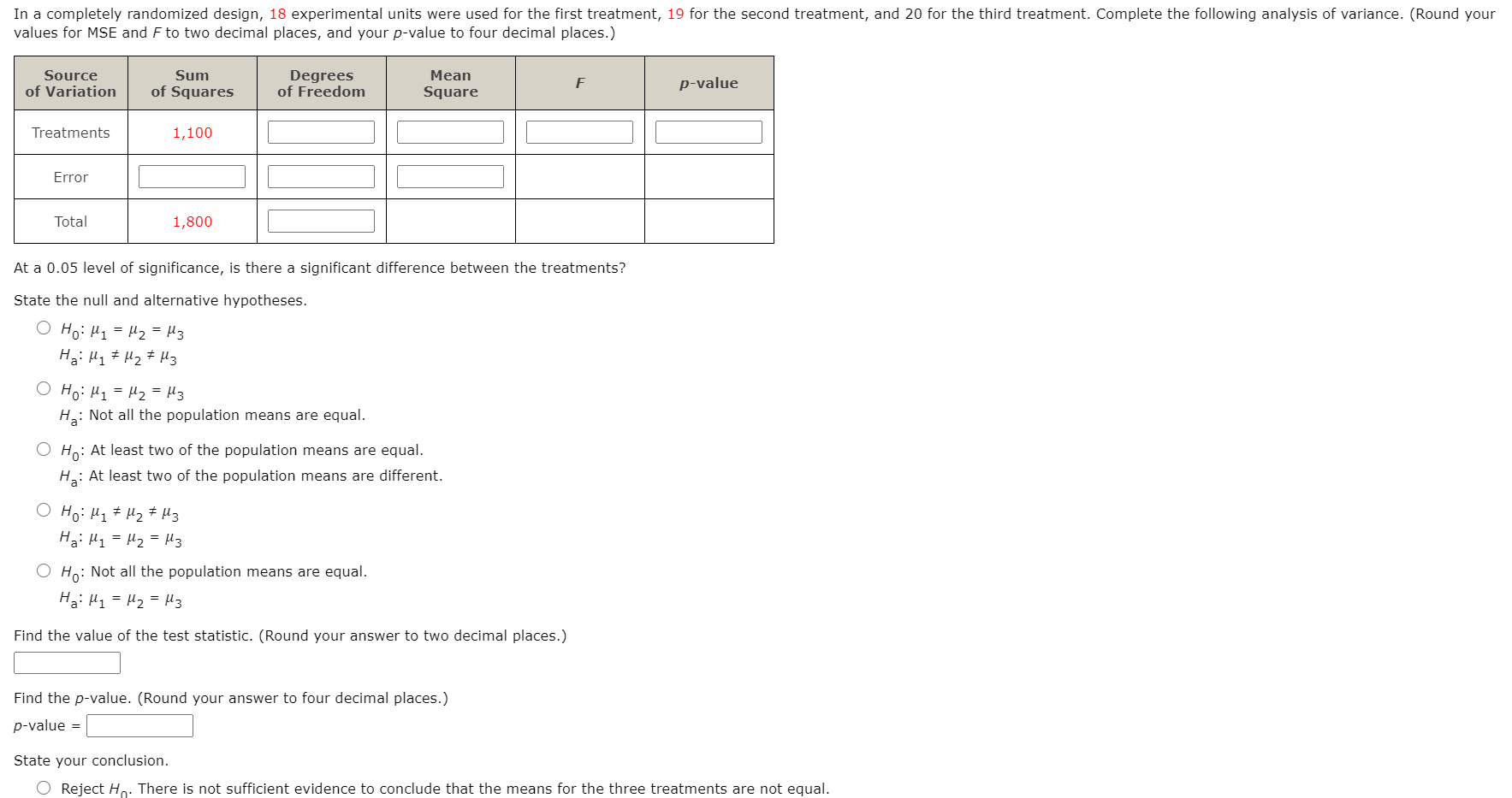 Solved In a completely randomized design, 18 experimental | Chegg.com