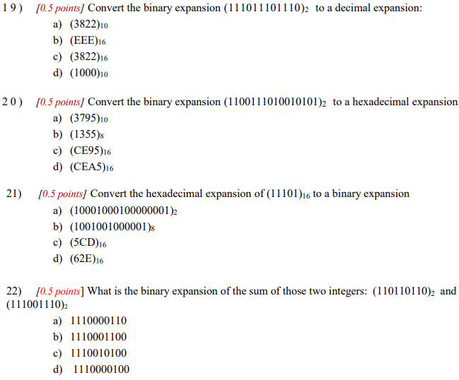 Solved 19 [0 5 Points] Convert The Binary Expansion