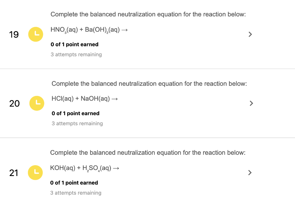 Solved Complete the balanced neutralization equation for the | Chegg.com