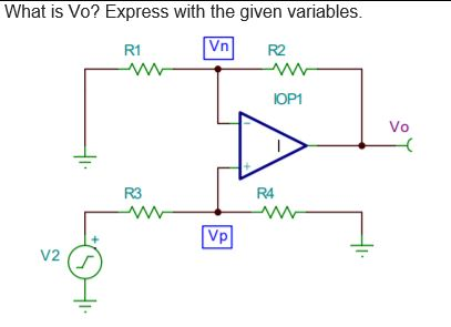 Solved What is Vo? Express with the given variables. R1 Vn | Chegg.com