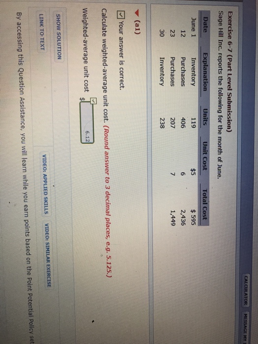 Solved Exercise 6-7 (Part Level Submission) Sage Hill Inc. | Chegg.com