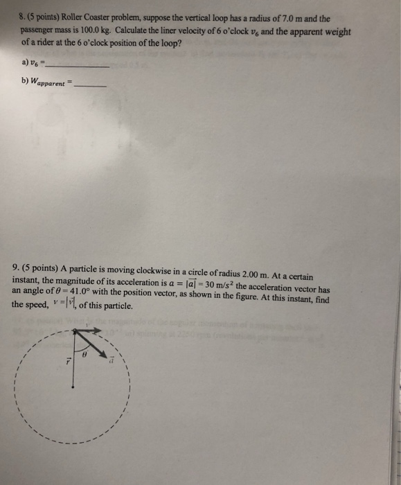 Solved 8. (5 points) Roller Coaster problem, suppose the | Chegg.com