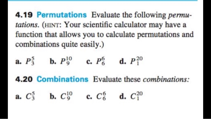 Solved 4.19 Permutations Evaluate the following permu- | Chegg.com