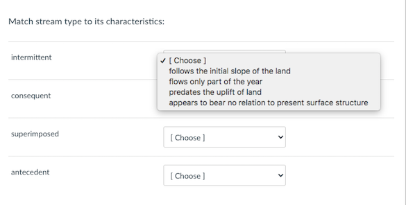 Solved Match stream type to its characteristics: | Chegg.com