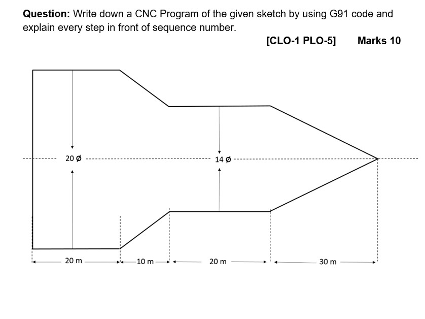 Solved Question: Write down a CNC Program of the given | Chegg.com