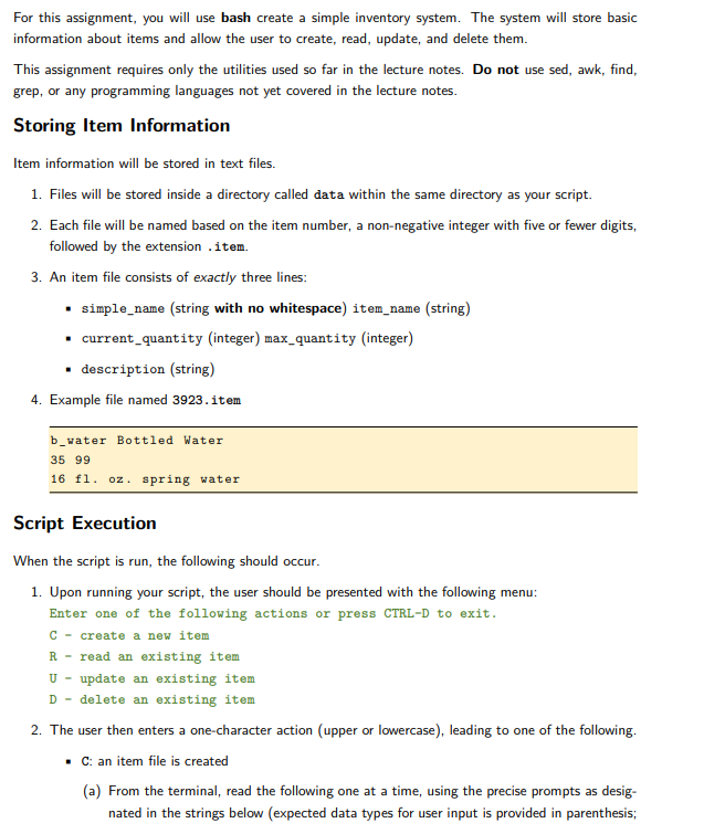 Solved PLEASE INCLUDE ALL BASH FILES STATED IN QUESTION AND | Chegg.com