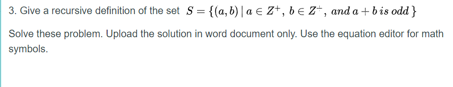 Solved 3. Give a recursive definition of the set S = | Chegg.com