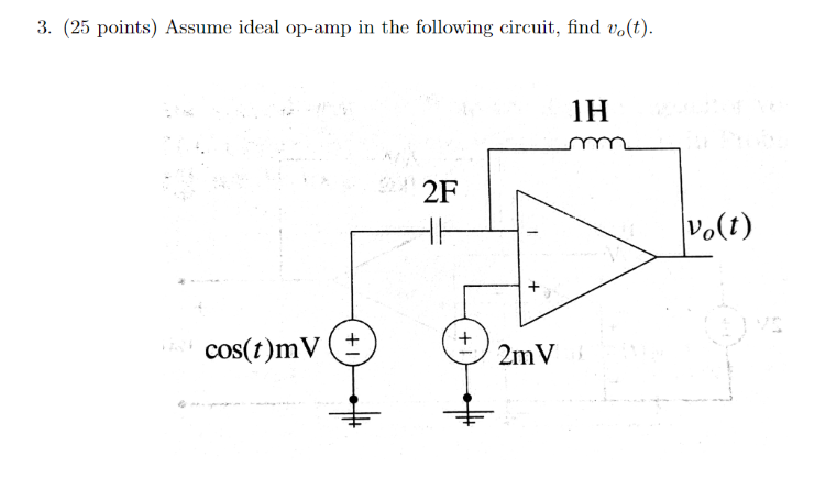 Solved 3. (25 points) Assume ideal op-amp in the following | Chegg.com