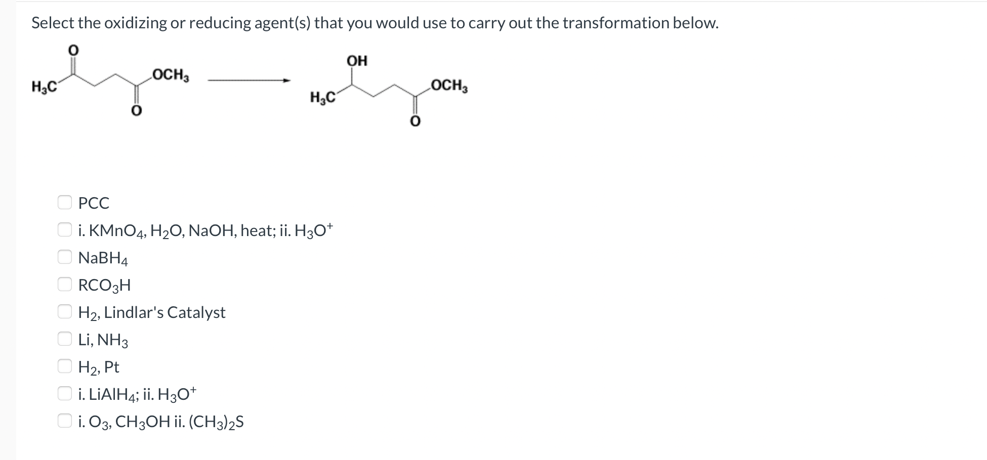Solved Select the oxidizing or reducing agent(s) that you | Chegg.com