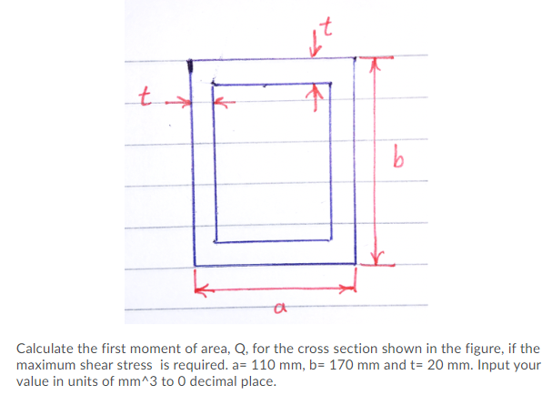 Solved it b Calculate the first moment of area, Q, for the | Chegg.com