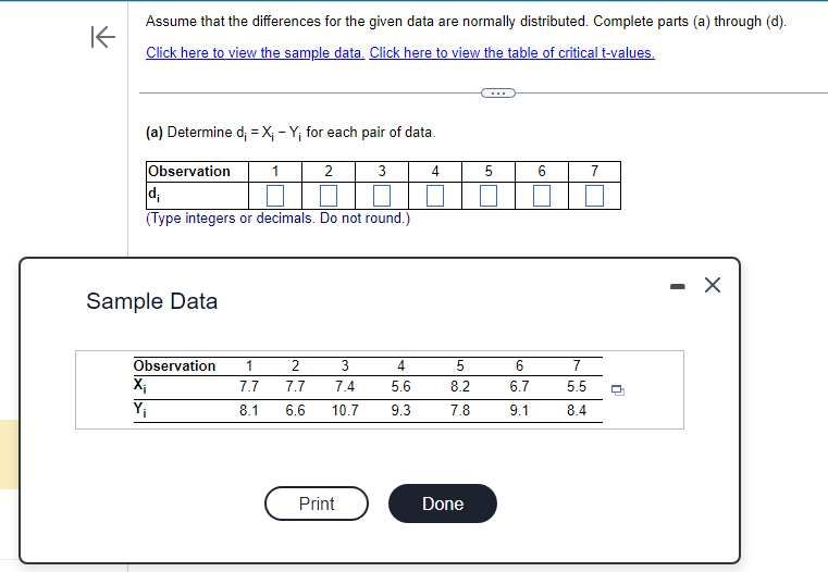 Solved Assume that the differences for the given data are | Chegg.com