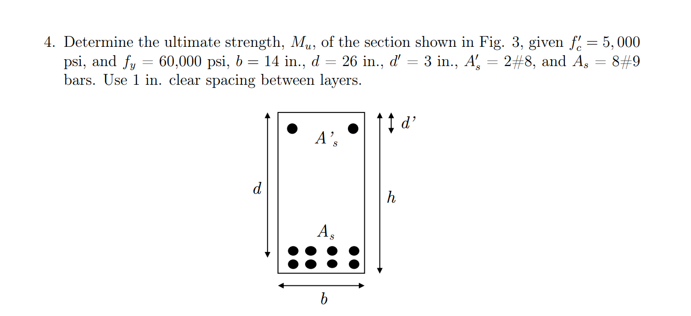 Solved Determine the ultimate strength, Mu, of the section | Chegg.com