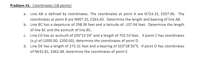 Solved Problem #1: Coordinates (18 points) a. Line AB is | Chegg.com