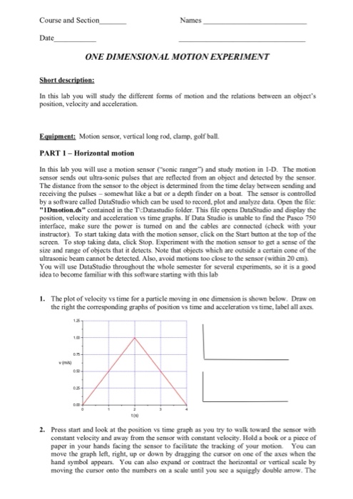 Solved Course and Section Date ONE DIMENSIONAL MOTION | Chegg.com