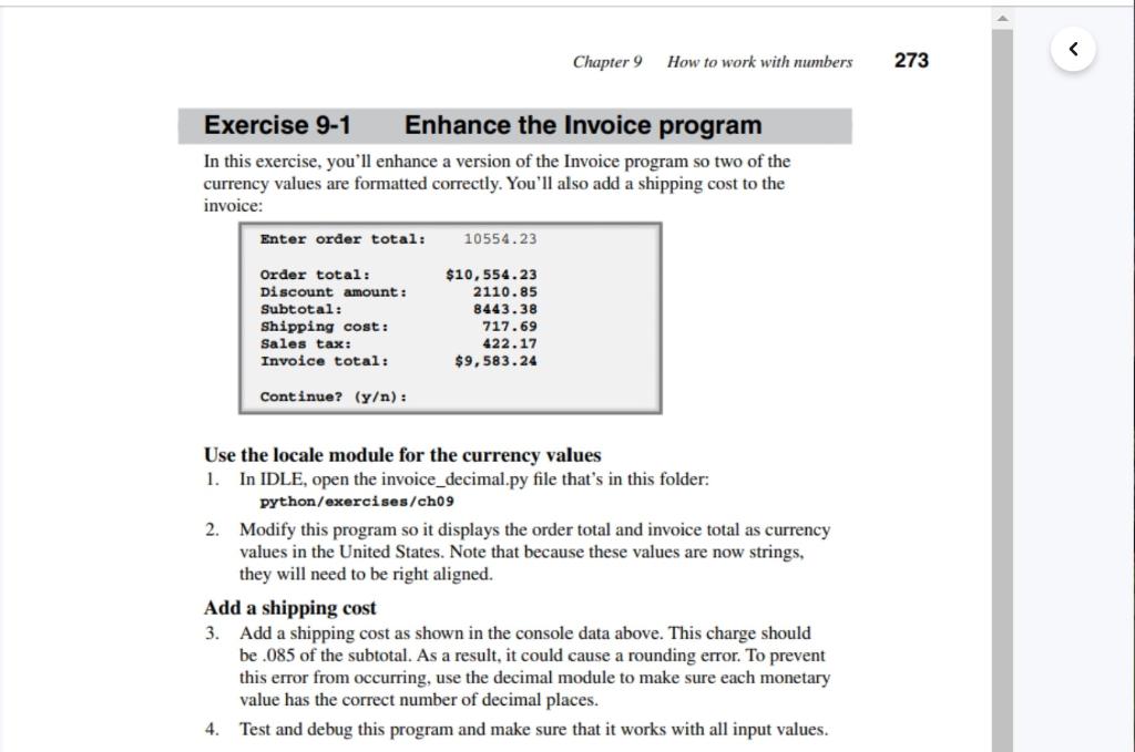 Solved This weeks assignment is Exercise 10-1 on pg. 273, | Chegg.com