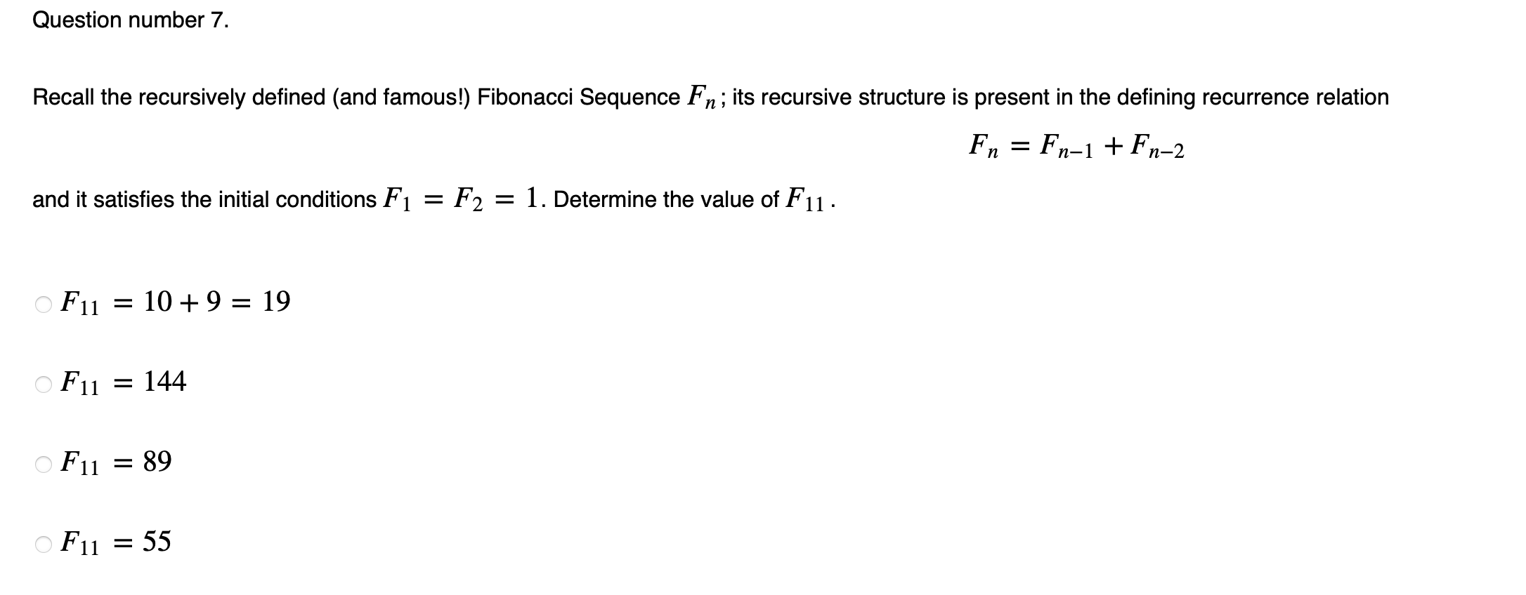 Solved Recall the recursively defined (and famous!) | Chegg.com