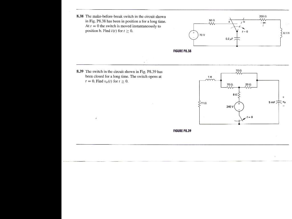 Solved 200 w 8.38 The make-before-break switch in the | Chegg.com
