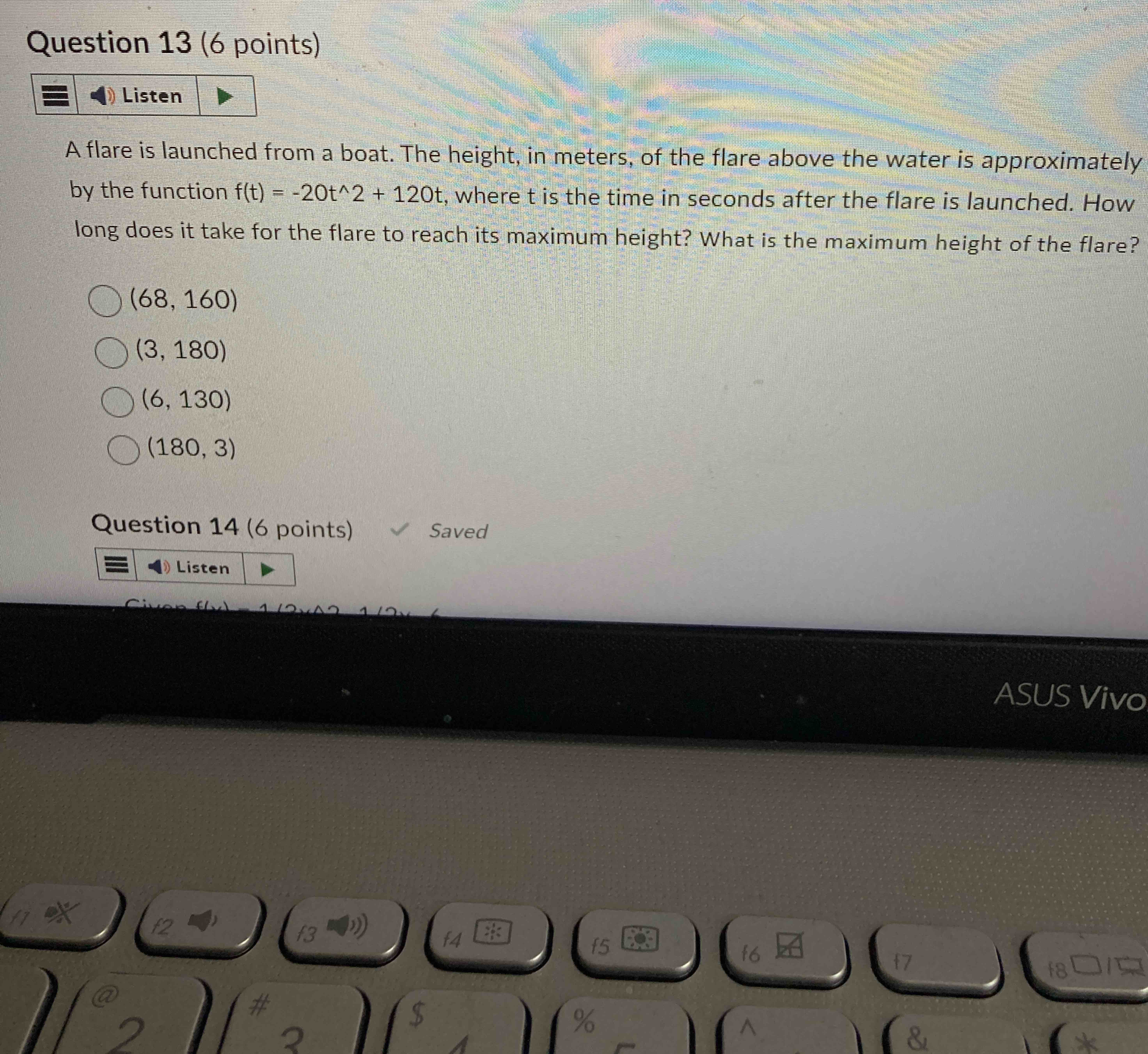 Solved Question 13 (6 ﻿points)A flare is ﻿launched from a | Chegg.com