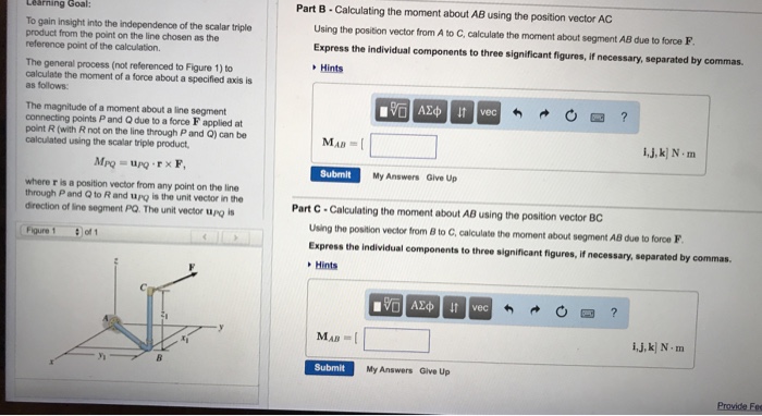 Solved Part B- Calculating the moment about AB using the | Chegg.com