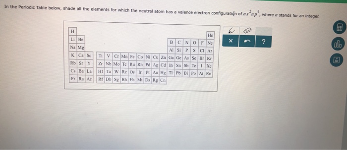 Solved In the Periodic Table below, shade all the elements | Chegg.com