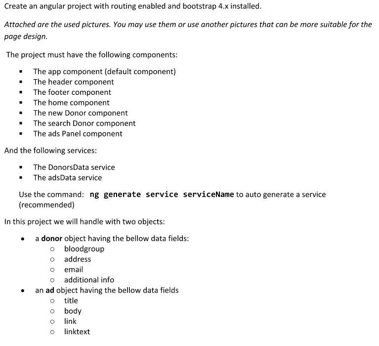 Solved Create an angular project with routing enabled and | Chegg.com