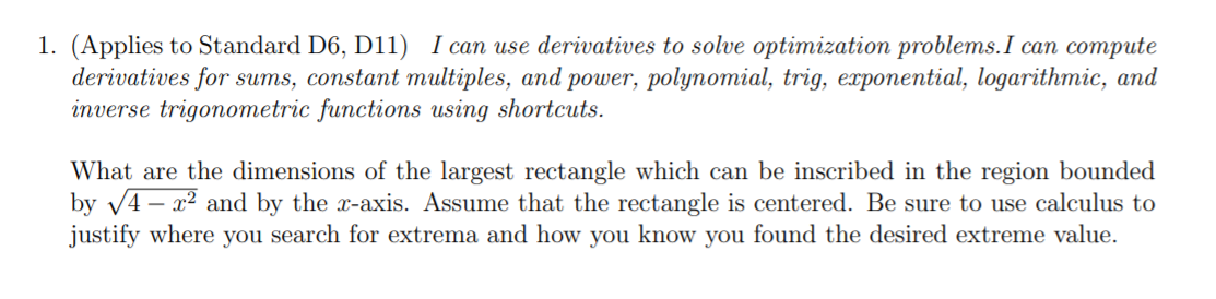 Solved 1. (Applies to Standard D6, D11) I can use | Chegg.com