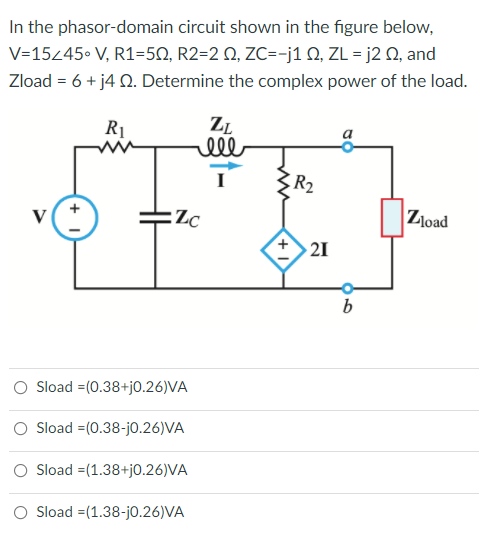 Solved In the phasor-domain circuit shown in the figure | Chegg.com